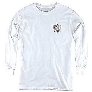 Sigma Gamma Rho Sorority Official Plaid Badge Youth Long Sleeve T Shirt,White, Large