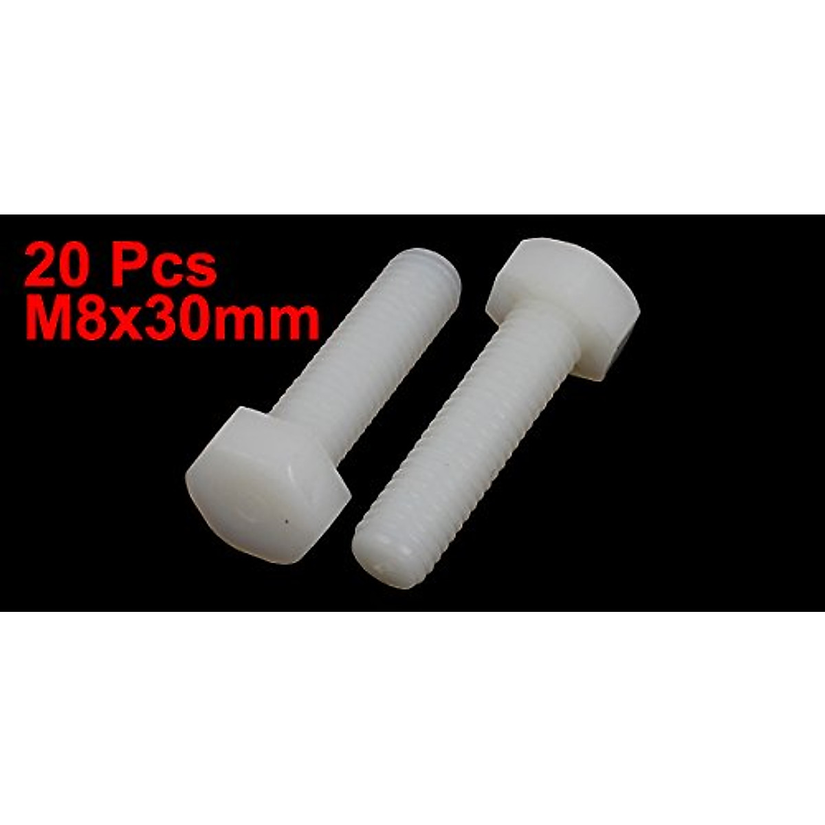 uxcell® M8 x 30mm Full Thread Nylon Hex Hexagon Head Cap Screw Bolt 20 Pcs