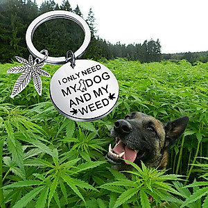 Cannabis Dog Lover Gift Cannabis Weed Gift Marijuana Weed Keychain Funny Dog Weed Jewelry I Only Need My Dog And My Weed (KEY-Dog Weed S)
