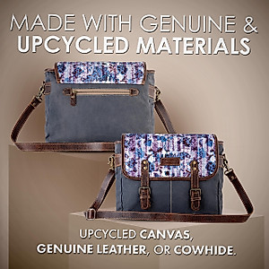 SIXTEASE Womens Shoulder Bag Vintage Style Shoulder Bags for Women - Made with Genuine Leather, Upcycled Canvas, or Hair On - Handmade, Adjustable Strap, Brass and Zinc Hardware - Helio