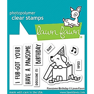 Lawn Fawn - Pawsome Birthday - Stamps and Dies - 2 Item Bundle