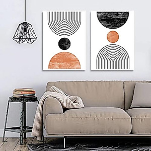 Mid Century Geometric Wall Art Boho Abstract Wall Art Canvas Mid Century Modern Prints Mid Century Pictures Boho Paintings Artwork for Living Room Bedroom Decor 16x24 Inch (set of 2) Unframed
