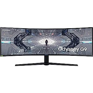 SAMSUNG 49” Odyssey G9 Gaming Monitor, 1000R Curved Screen, QLED, Dual QHD Display, 240Hz, NVIDIA G-SYNC and FreeSync Premium Pro, LC49G95TSSNXZA, Black