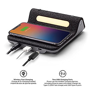 iHome Wireless Charger with Alarm Clock and Night Light, Digital Clock with iPhone Fast Charger, Samsung Fast Charger, and USB Charger for Apple and Samsung Devices