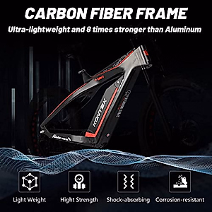 Schachtor Electric Bikes Carbon Fiber EBike for Adults 750W 25MPH, 48V/13Ah Removable Battery, 26'' Fat Tire Ebike Beach Mountain Snow E-Bike Shimano 8-Speed Color LCD Display UL Certified