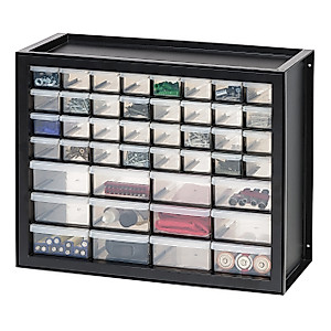 IRIS USA 7-Drawer Storage Cart with Organizer Top and 44 Drawer Parts Cabinet, Black
