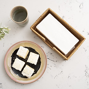 Wicker Guest Towel Holder Tray for Bathroom Rattan Rectangle Toilet Tank Trays Counter Paper Hand Towels Storage Napkin Caddy Kitchen Dressers Countertop Bath Decorative KOLSTRAW (Set 1, Honey Brown)