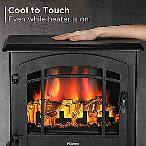 TURBRO Suburbs TS23 Electric Fireplace Heater, 23” FREESTANDING Fireplace Stove with Realistic Adjustable Flame Effect - CSA Certified - OVERHEATING Safety Protection - Remote Control - 1400W, Black