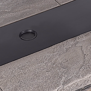 VEIKOUS 46'' Outdoor Rectangle Propane Gas Fire Pit Table with Lid, Cover, Free Lava Rocks and Stone Finish Design, 50000 BTU Stainless Steel Burner and Hose