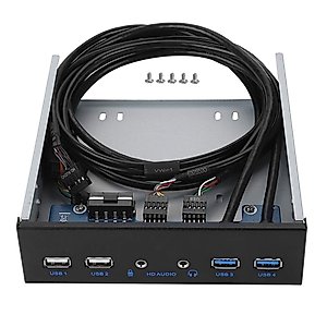 5.25 Inch Front Panel USB Hub with 2 x USB 3.0 Ports & 2 x USB 2.0 Ports & 1 x HD Audio Port 19 Pin Extension Front Panel Card Reader Support WinXP/2003/VISTA/2008/Windows 7/WIN8