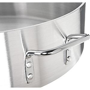 Soro Essentials- 40 qt. Heavy Weight Aluminum Brazier 6 mm Thickness- Brazier with Riveted Handles Perfect for Roasting Sauteing Searing and Pan Frying