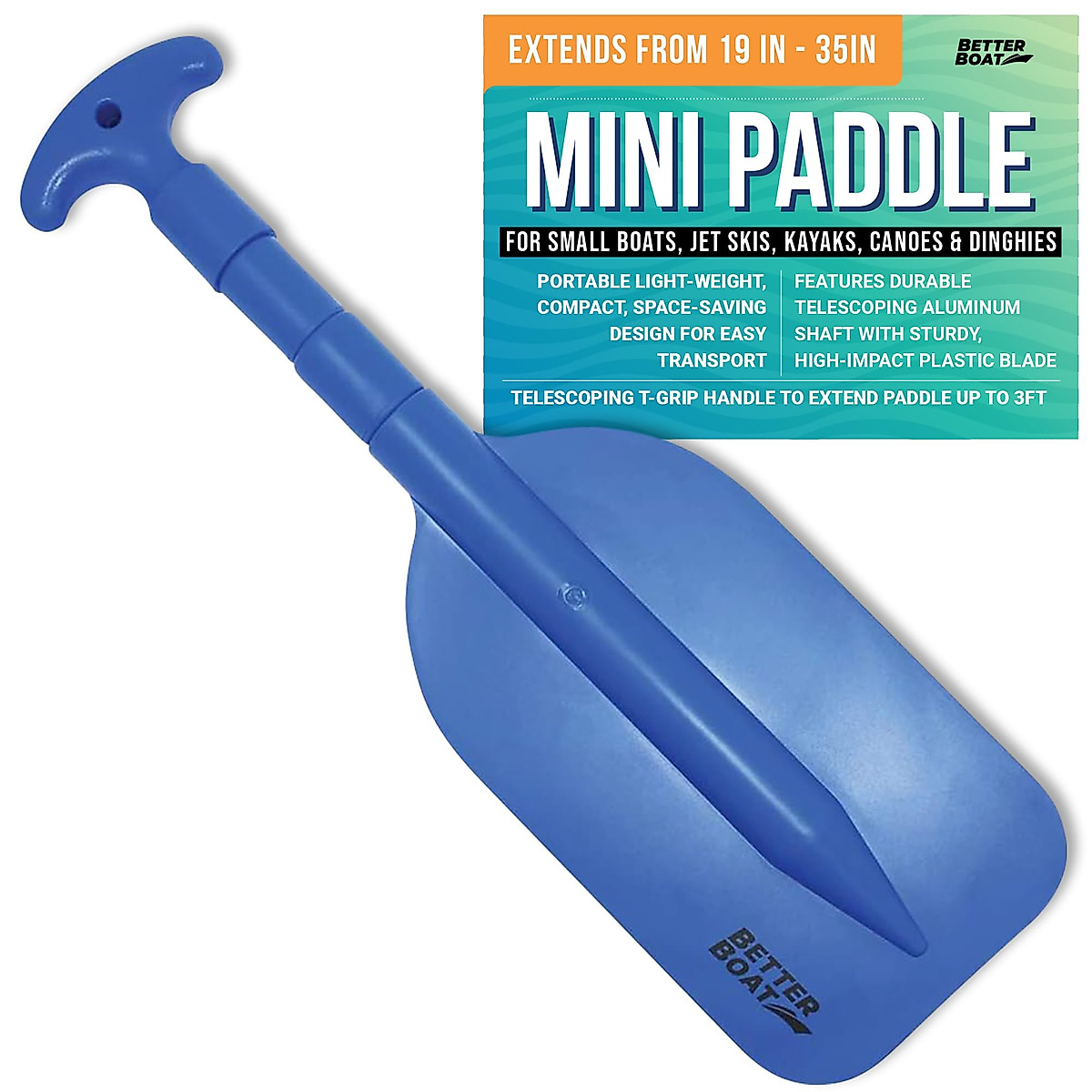 Boat Paddle Telescoping Plastic Collapsible Oar Kayak Jet Ski Tube Rafting and Miniature Mini Canoe Paddles Small Tubing Floats Oars Row and Safety Boat Accessories for Kids and Adults - 1Pk