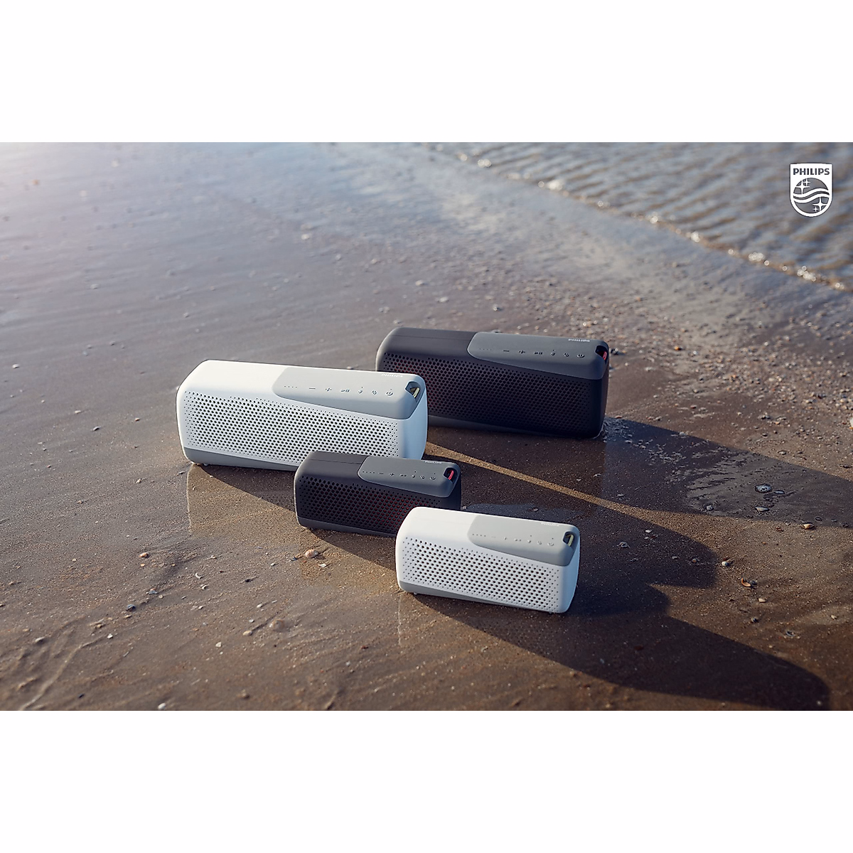 Philips S4807 Outdoors Wireless Bluetooth Speaker with Stereo Pairing and Bluetooth Multipoint Connection, IP67 Waterproof, Gray