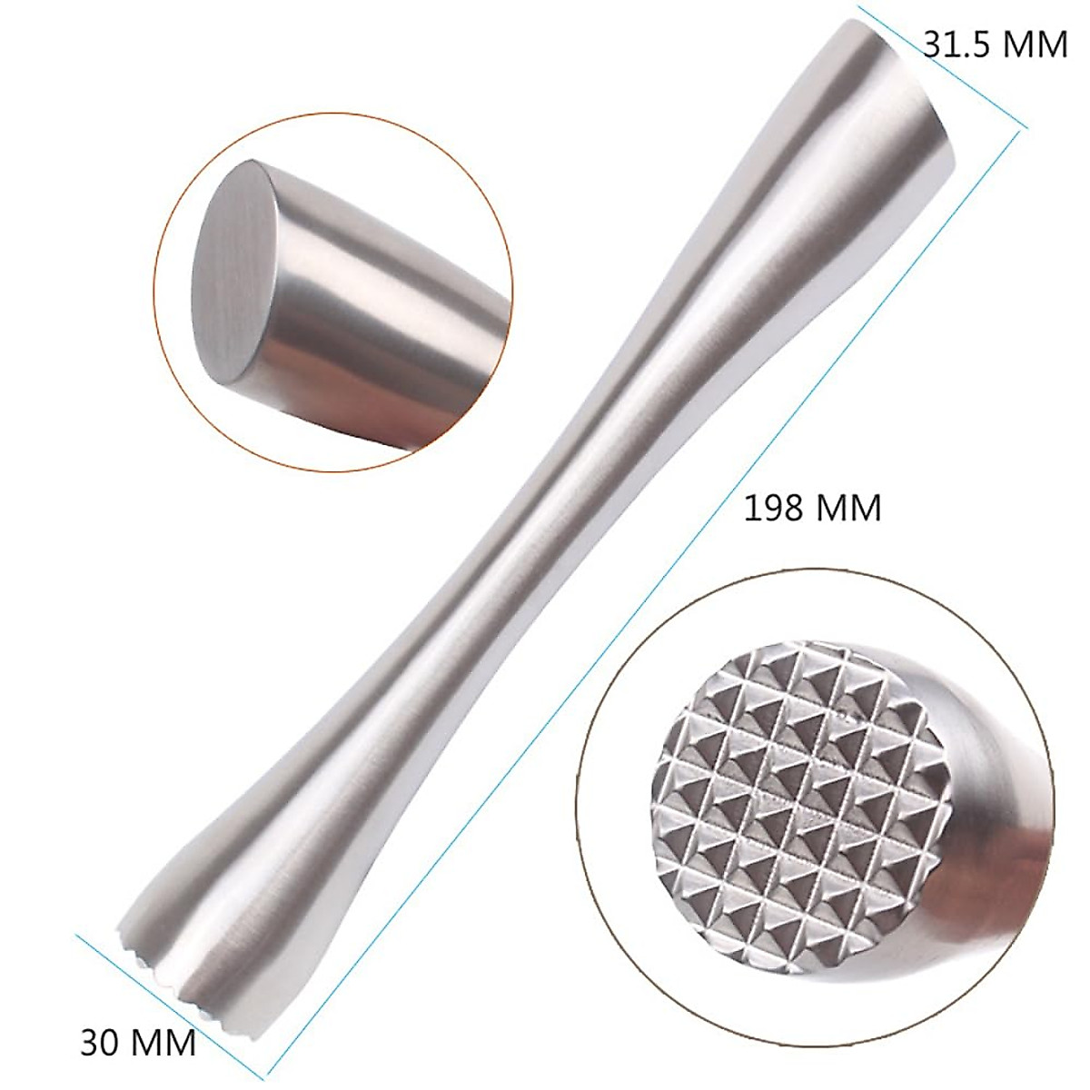 GDFYMI Stainless Steel Cocktail Muddler and Mixing Spoon, Mojito Muddler, Fruit Smasher, Professional Home Bar Tools for Margaritas, Mint, Fruit, Ice