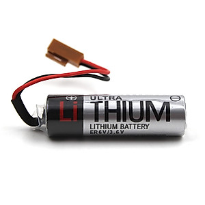 elxjar (2-Pack) 3.6V ER6V Battery Compatible with Toshiba PLC Battery in Factory Bag ER6VC119A/119B with Brown Plug