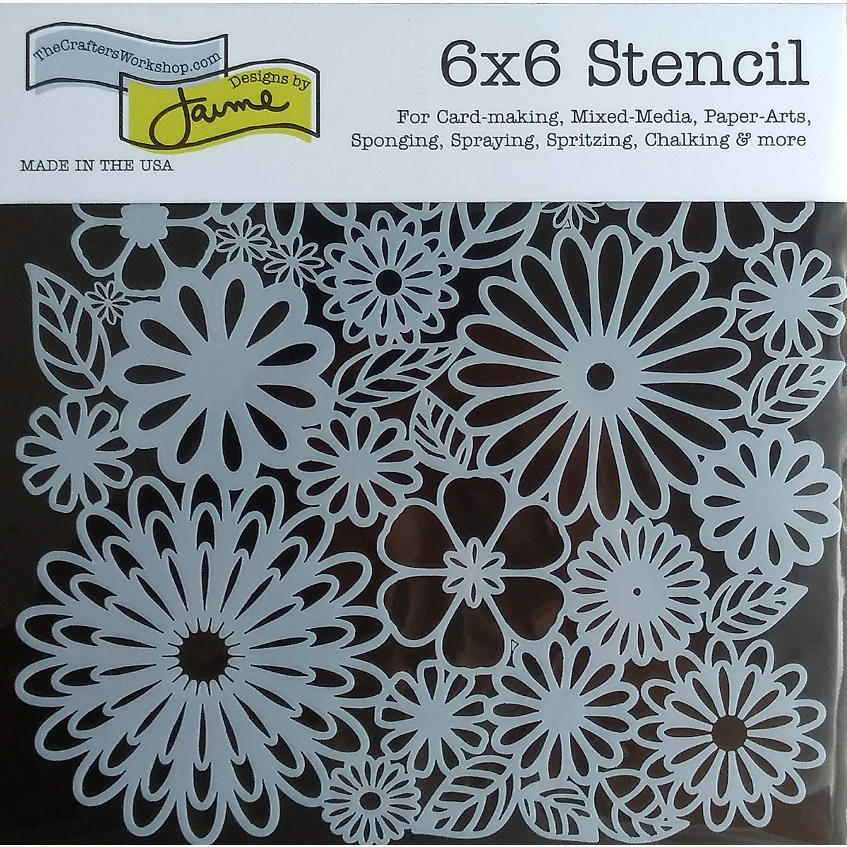 3 Crafters Workshop Mixed Media Stencils | Gears, Clock, Steampunk, Watch Face, Flower Designs | for Journaling, Scrapbooking, Card Making | 6 Inch x 6 Inch Templates Set with Board, Total 4 Items