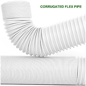 YOTODY 2 Pack Rain Gutter Downspout Extensions Flexible,Drain Downspout Extender Connector 21"-60",Screws for Included,White