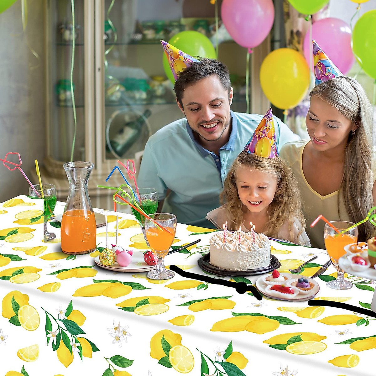 Wiooffen 3 Pcs Lemon Tablecloth Party Yellow Lemonade Supplies Lemons Summer Party Tablecover for Lemon Theme Birthday Party Wedding Bridal Shower Supplies Lemon Table Cover Table Decorations