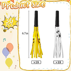 LovesTown 36PCS Metallic Fringed Party Blowers, Glitter Noise Makers Gold Silver Blowouts Whistles for Kids Adults Birthday New Year Sporting Events Graduation Party Supplies