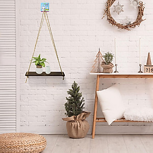 Dohia Wooden Wall Hanging Shelves Boho Wall Decor Floating Shelves for Bedroom Bathroom Living Room Nursery Dorm Room Display Shelving D4-YMZS(Brown)