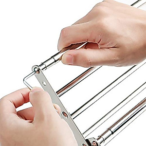 Ogrmar Stainless Steel Space-Saving Towel Rack, Wall Mounted Retractable Huge Capacity Drying Rack for Hanging Towels