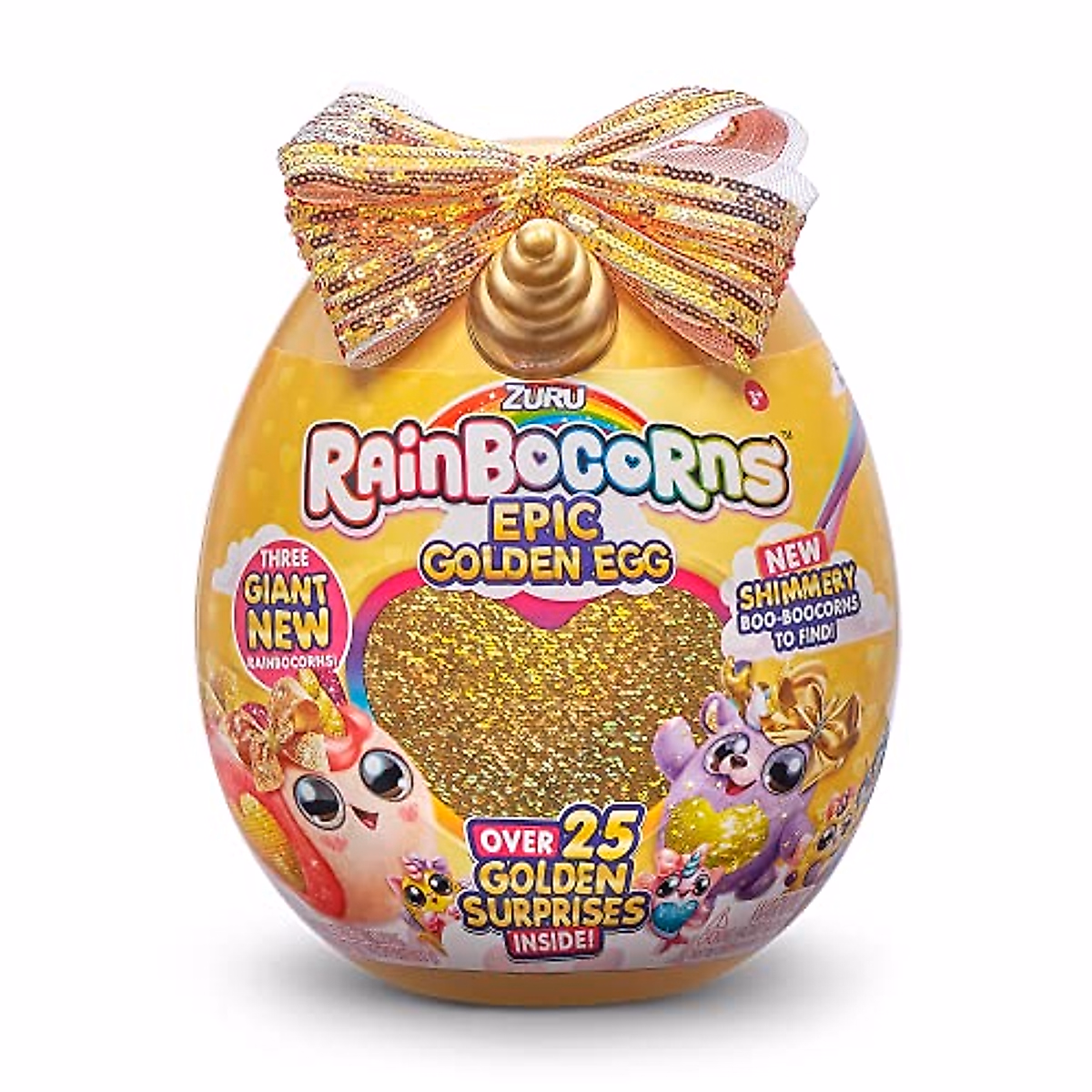 Rainbocorns Epic Golden Egg by ZURU (Reindeer), Girls Toy Includes Stuffed Animal with 25+ Golden Surprises, with Rings, Stickers, Bows, and More - Girls Gift Idea