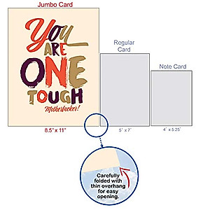 NobleWorks - Jumbo Funny Get Well Greeting Card (8.5 x 11 Inch) - Humor Cartoons, Feel Better Soon Card - One Tough MotherF-ker J6411GWG