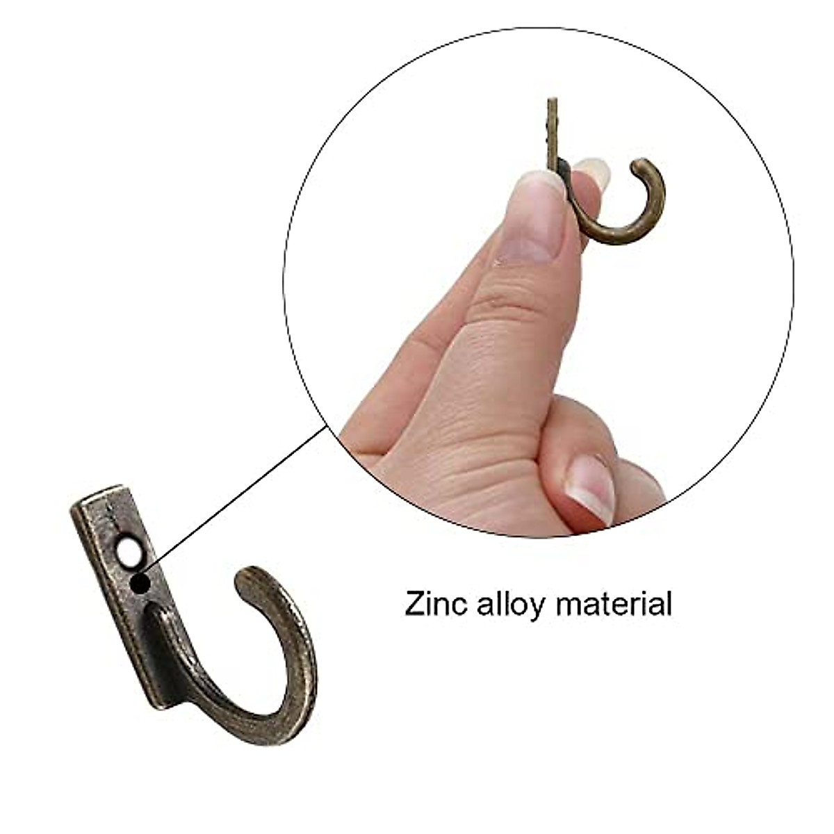 HAIQUANDJS 10 Pcs Robe Hooks Vintage Wall Mounted Hooks Mini Single Coat Hooks with Screws for Kitchen Bathroom Bedroom Caps Scarf Towel Key Bag