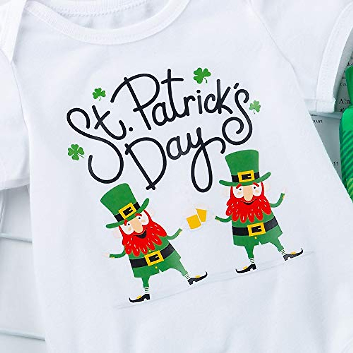 AGQT Toddler Baby Boy Girls St. Patrick's Day Outfit Set Green Shamrock 2pcs Romper Pant Set Two Elf Size 12-24 Months(80)