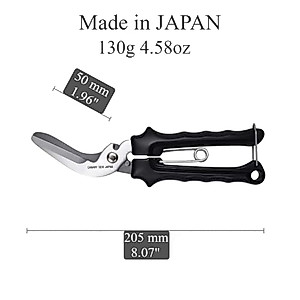 CANARY Carpet Cutter Tool 8" Heavy Duty Carpet Scissors, Razor Japanese Stainless Steel Blade, Spring Loaded Hand Shears for Carpet, Rug, Artificial Grass, Metal Mesh, Made in JAPAN