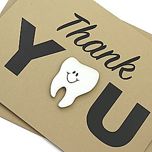 Tooth Thank You Card for Dentists | Handmade Dental Hygienist Greeting Notecard | Kraft Brown Single Card
