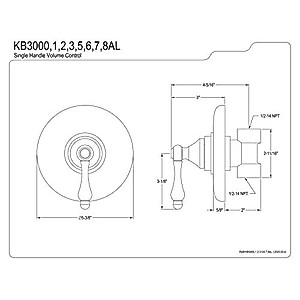 Kingston Brass KB3006AL Vintage Volume Control, Polished Nickel