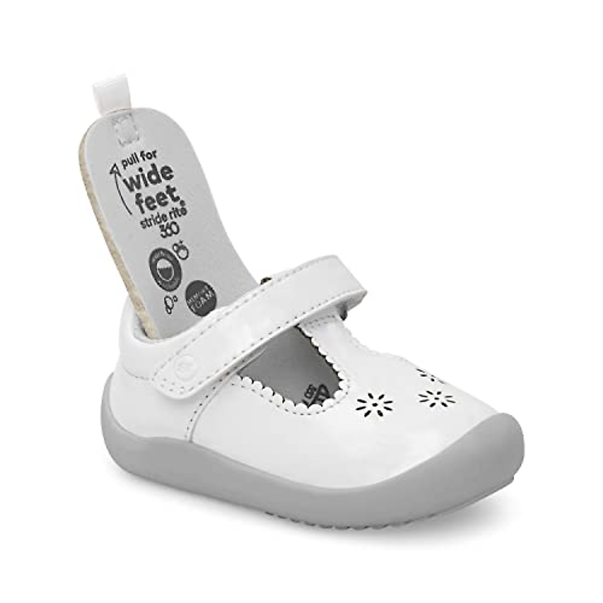 Stride Rite 360 Girls Cheyenne Mary Jane Flat, White, 5 Toddler US