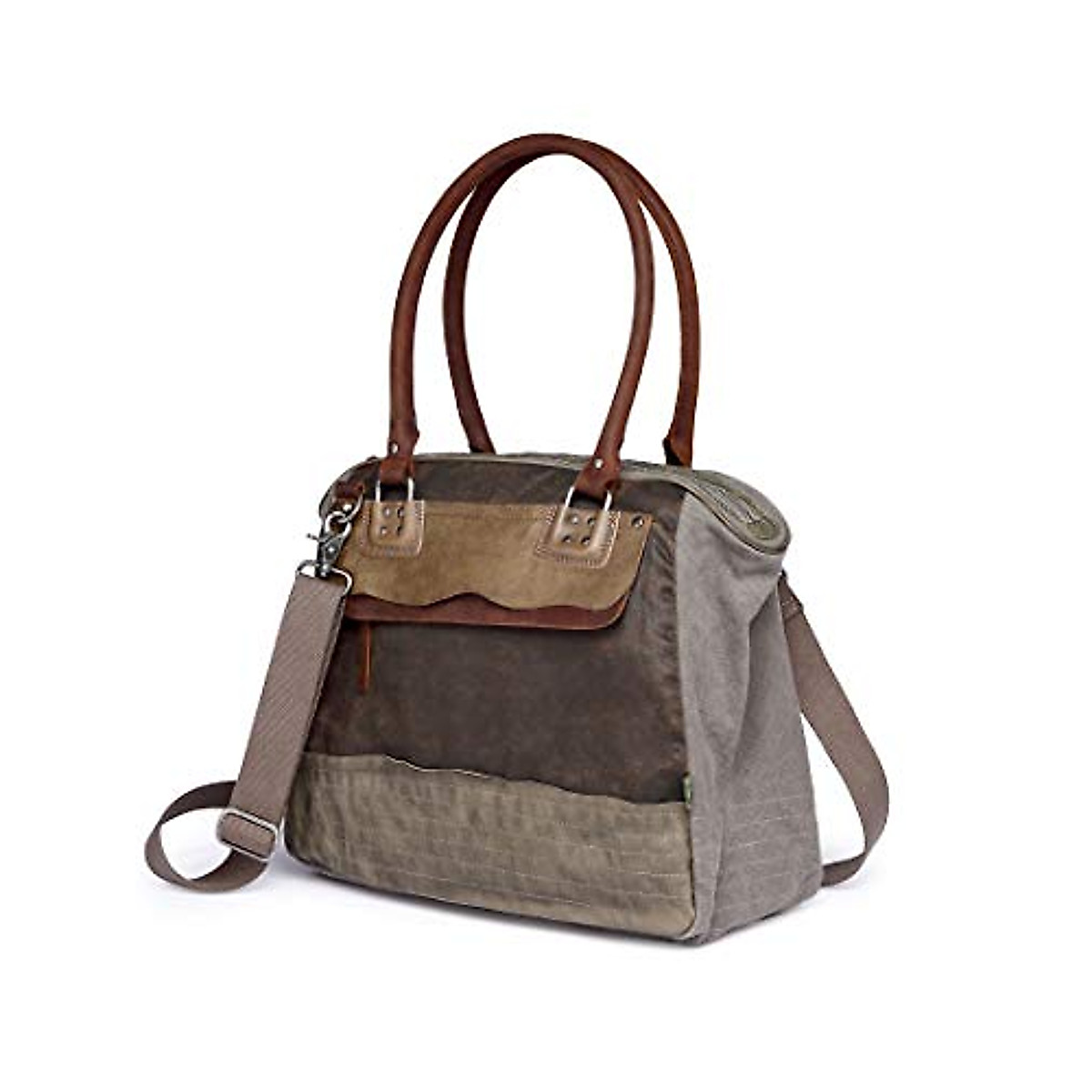 TSD Brand Tapa Canvas Satchel Bag (Grey)
