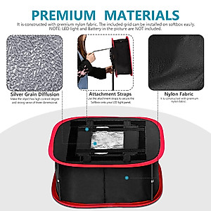 Neewer Foldable Softbox Light Box with Strap Clip, Grill and Carry Bag Compatible with Neewer 480/660/530 LED Light Panels, Opening 10 x 8.7 cm (Black + Red)