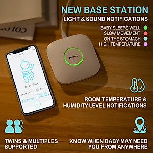 Sense-U Baby Breathing Monitor 2 - Monitors Infant Breathing Movement, Rollover, Temperature and Indoor Humidity Level from Anywhere with Lights and Sounds Alerts, Pink