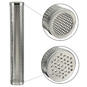 Stainless Steel Smoker Tube, Outdoor Round Barbecue Smoker Generator, High Temperature Resistance for Nuts, Coffee Beans, and More (Silver)