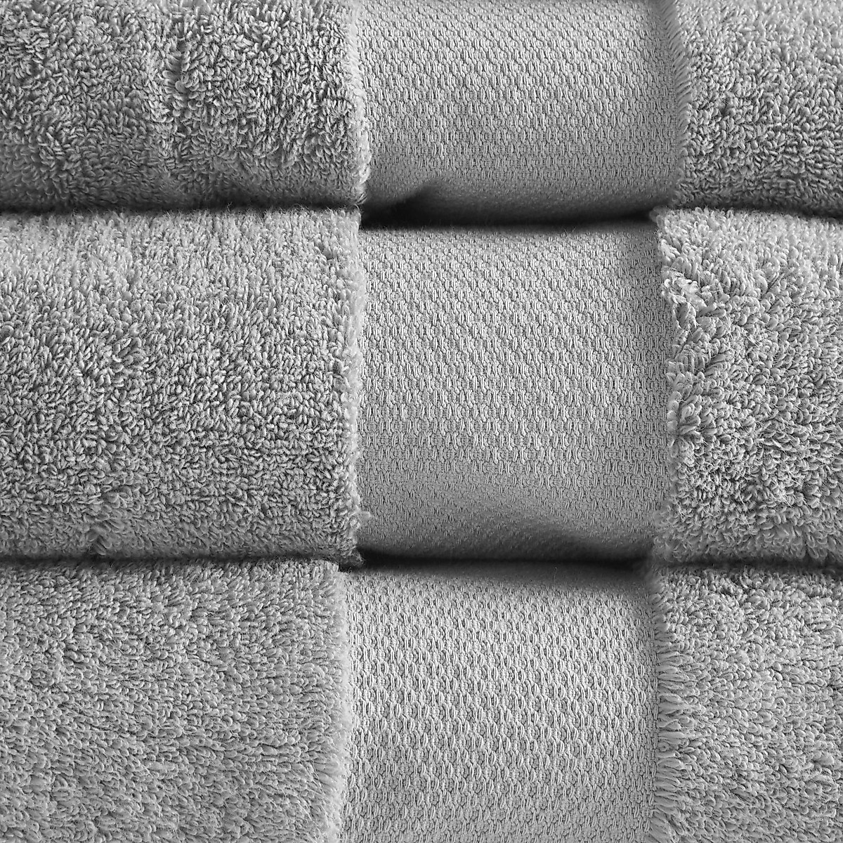 MADISON PARK SIGNATURE Turkish 100% Cotton 600Gsm Luxury Premium Thick Soft Abosorbant Hotel Bathroom Towel Set Shower Hand Face Washcloths, Assorted Sizes, Grey 6 Piece