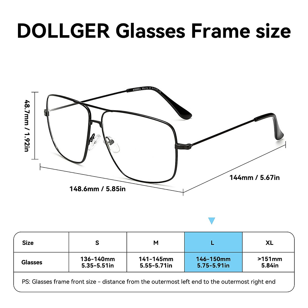 Dollger Classic Glasses Clear Lens Non Prescription Metal Frame Eyewear Men Women Black