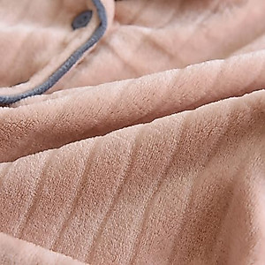 Dadatutu Women's Solid Cable Fleece Pajamas Sets Lapel Sleepwear Pocket Loose Long Sleeve Button Shirt Trousers Pajama Set