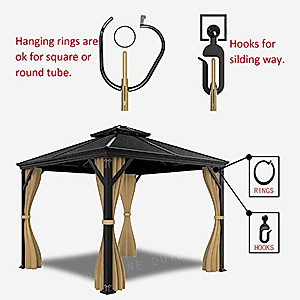 PROTUNE OUTDOORS 12-ft x 12-ft Gazebo Curtains,Privacy Sidewall Set 4-Panel Universal Replacement Shade Curtains Set,Protecting Side Walls (Only Curtain)-Khaki