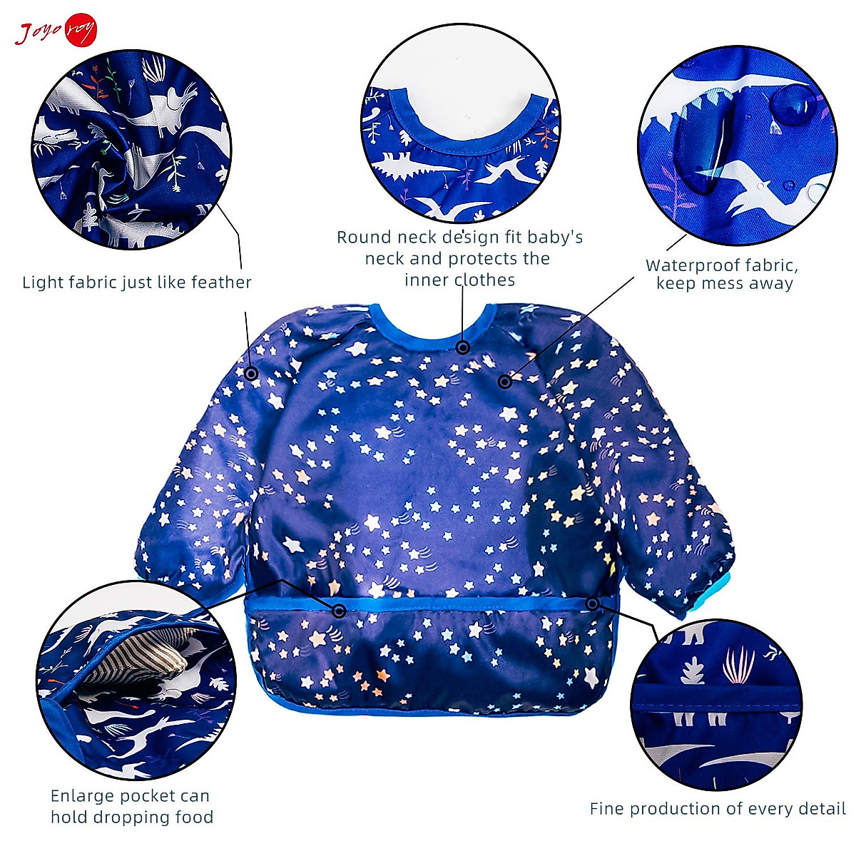 Joyo roy Long Sleeve Bibs For Babies Baby Bibs For Eating Smock Plastic Bibs Baby Bibs Weaning Bib Smock Bibs For Babies Baberos Para Bebe Niño Baby Smock For Eating Baby Apron For Eating