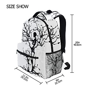 Backpack Black Day Of The Dead Skull Pattern Adults School Bag Casual College Bag Travel Zipper Bookbag Hiking Shoulder Daypack for Women Men