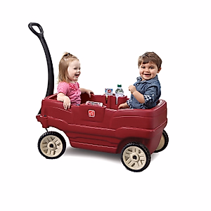 Step2 Neighborhood Wagon, Kids Ride On Toy, Stroller Substitute, Includes Seat Belts, Made of Durable Plastic, Max Weight 75 lbs., For Toddlers 1.5-5 Years Old, Red