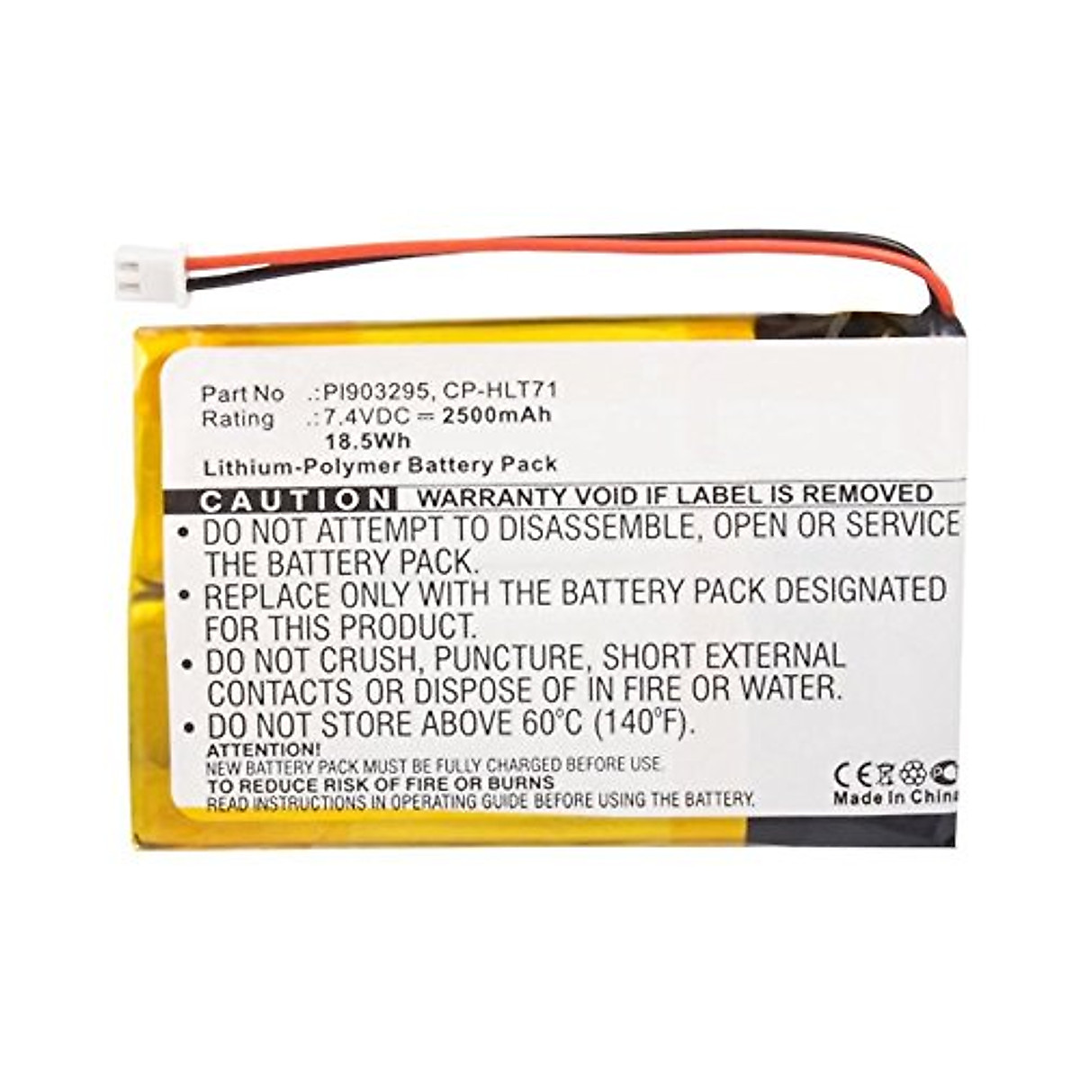 MPF Products 2500mAh HLT71BAT, PL90329, CP-HLT71 Battery Replacement Compatible with Haier HERLT71, HLT71, 805-01-NL Digital Prism ATSC-710, A1710130, TVS3970A LCD TV