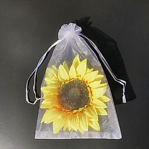 XINSHUNYI 50 pieces of 8X12 Inches White large Sheer Organza Bags, Party jewelry gift wedding bags with drawstrings, sachet jewelry, festivals, makeup (8x12 Inch (Pack 50), white)