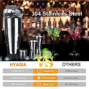 14 Pcs Cocktail Shaker Set Bar Set - Gifts for Dad, 25oz Stainless Steel Cocktail Shaker Set Bar Tools Bartender Kit, Reward Stylish Bamboo Stand & Recipes Booklet, Best Bartender Kit for Beginners