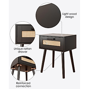 Aobafuir Wood Nightstand, Night Stand for Bedroom, Bedside Table with Drawers, Farmhouse End Table with Storage for Living Room (Bohemian)