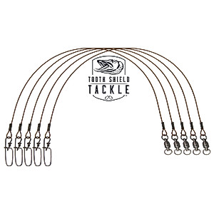 Tooth Shield Tackle 5 Pack 90 lb 10" Premium 49 Strand Wire Musky Leaders Muskie Pike Leader Ball Bearing Swivel Stay-Lok Snap