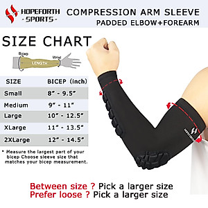 HOPEFORTH 2PCS Padded Elbow Forearm Sleeves Compression Arm Protective Support